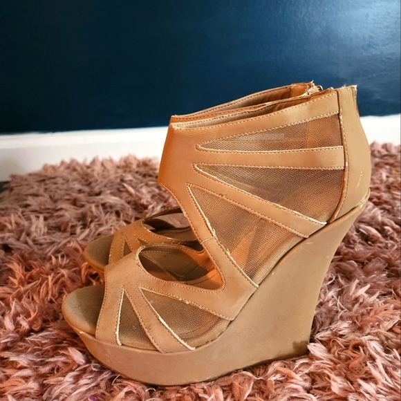BAMBOO | Shoes | Bamboo Beige Wedge Heels | Poshmark